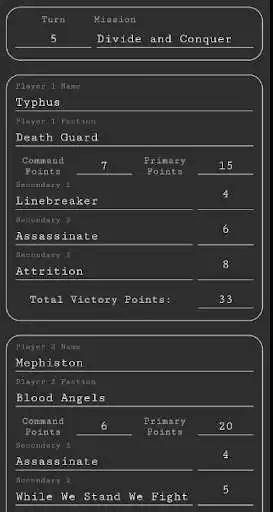40K Score Sheet online game with UptoPlay