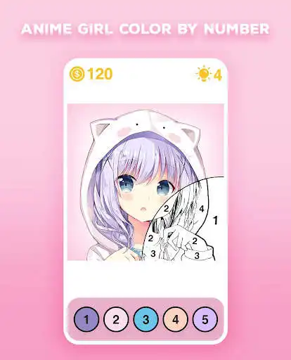 Anime Girl Color by Number - Anime Coloring Book online game with UptoPlay