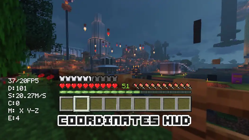 Coordinates HUD Mod Minecraft online game with UptoPlay