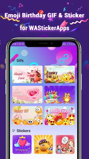 Emoji Birthday GIF & Sticker for WAStickerApps online game with UptoPlay