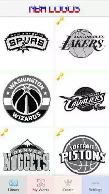 Free color by number NBA Logo - Drawing Pixel Art online game with UptoPlay