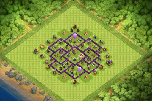 Maps COC TH 7 Trophy Base online game with UptoPlay