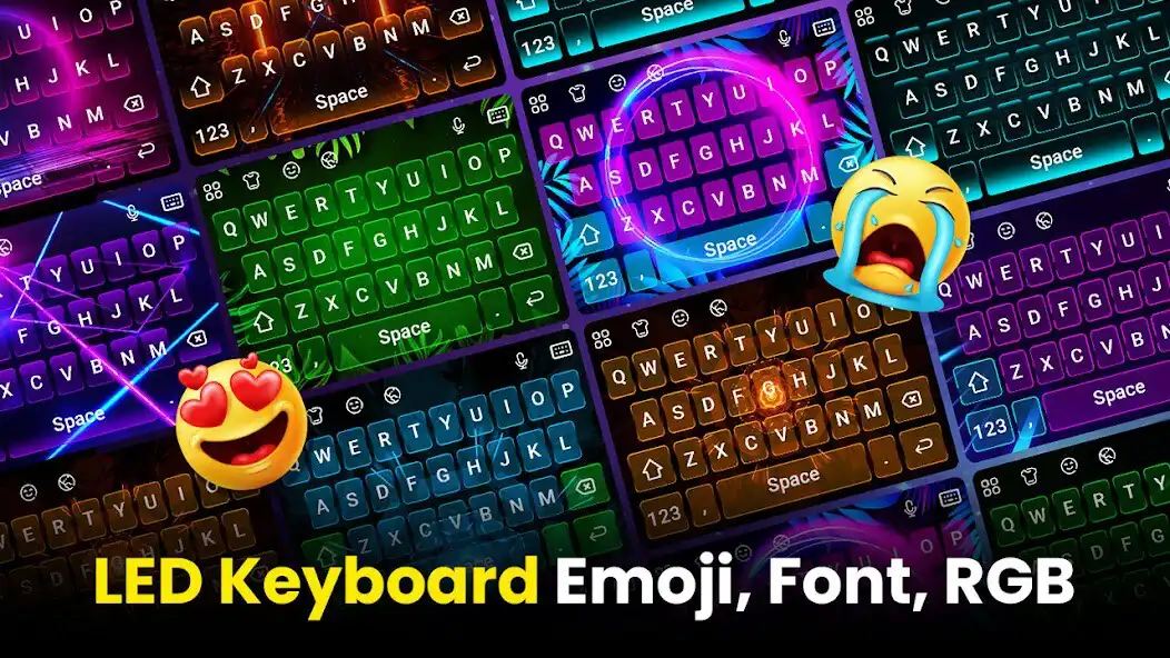 Neon LED Keyboard Emoji, RGB online game with UptoPlay