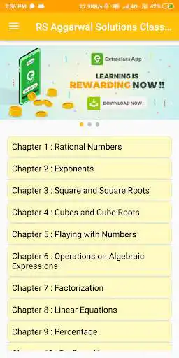 RS Aggarwal Class VIII Math solution online game with UptoPlay