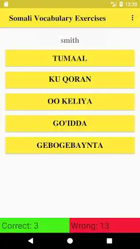 Somali Vocabulary Exercise online game with UptoPlay
