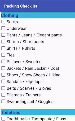 Traveler Packing Checklist online game with UptoPlay