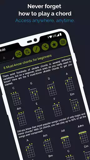 Ukulele Chords Pocket - Chord charts online game with UptoPlay